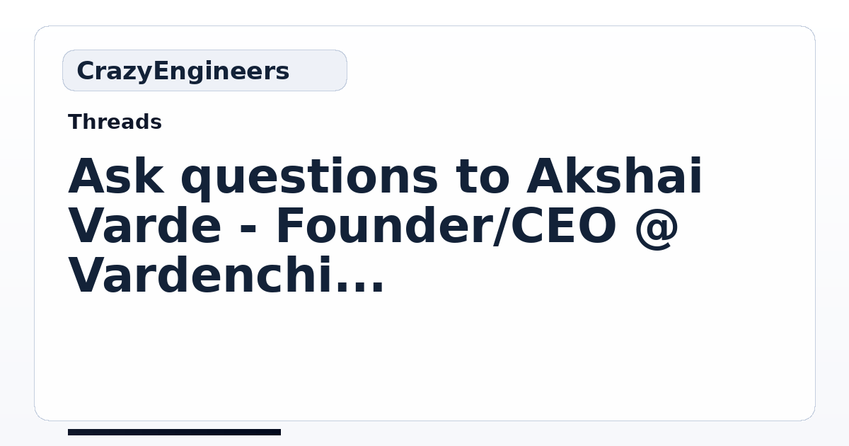 Ask questions to Akshai Varde - Founder/CEO @ Vardenchi Motorcycles ...