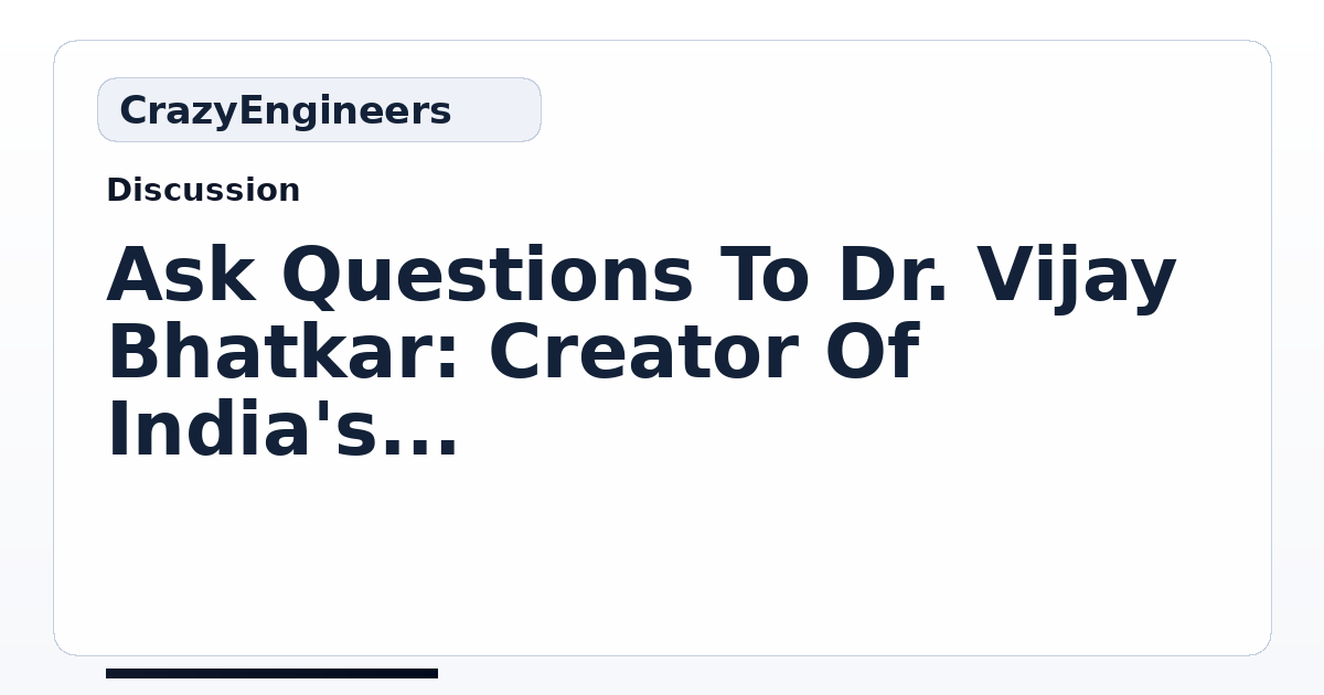 Ask Questions To Dr. Vijay Bhatkar: Creator Of India's First Super ...