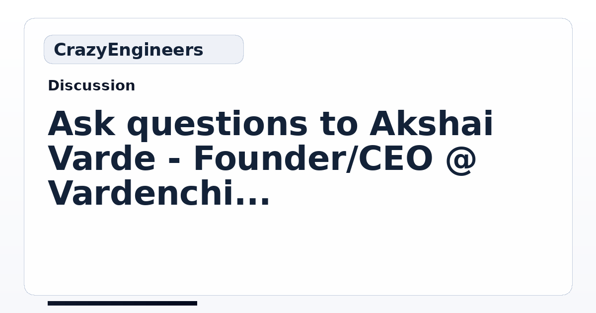 Ask questions to Akshai Varde - Founder/CEO @ Vardenchi Motorcycles ...