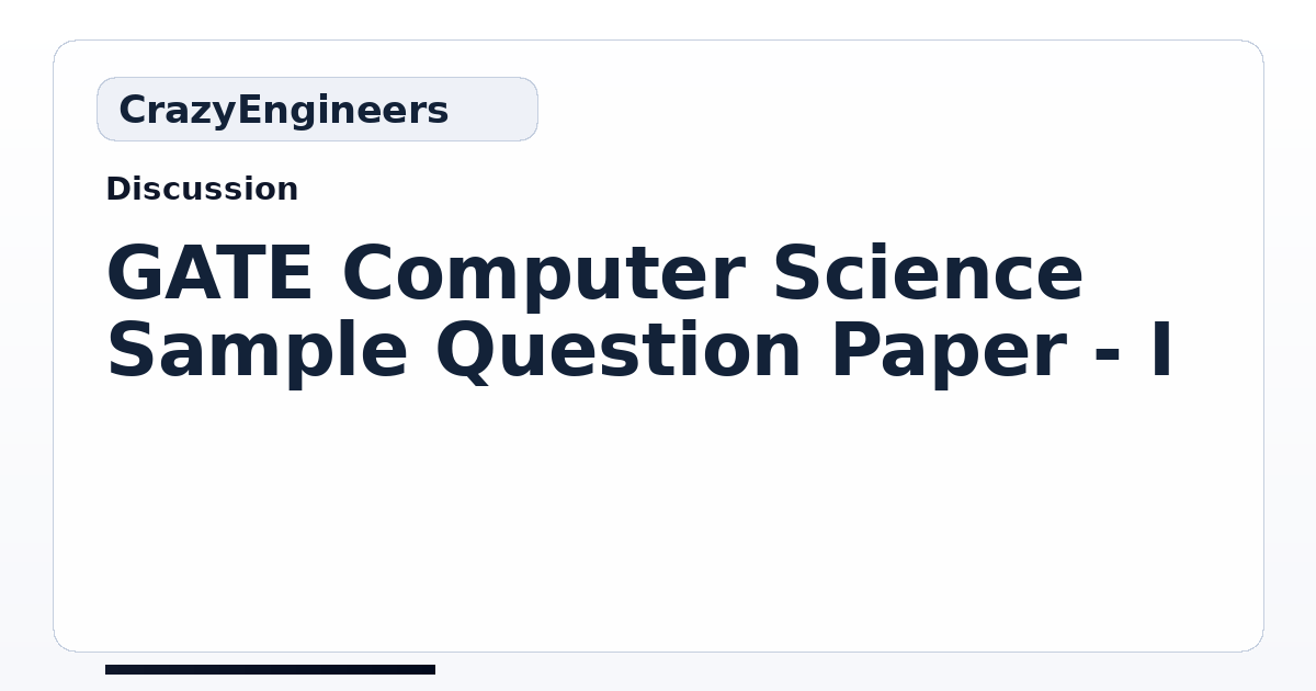 GATE Computer Science Sample Question Paper - I | CrazyEngineers