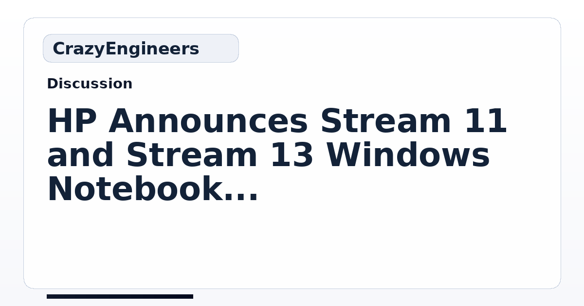 HP Announces Stream 11 and Stream 13 Windows Notebook PCs; Prices Start ...