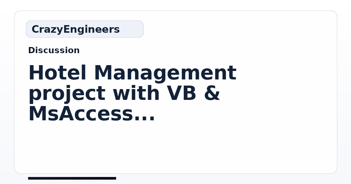 Hotel Management project with VB & MsAccess | CrazyEngineers