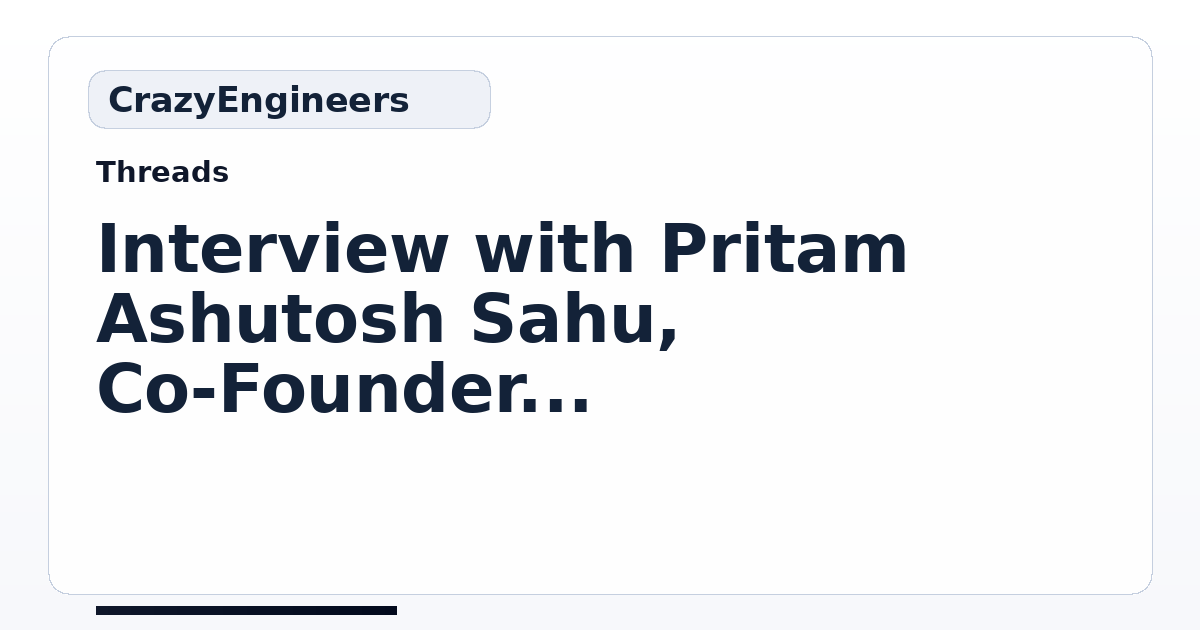 Interview with Pritam Ashutosh Sahu, Co-Founder & Director - EDALL ...
