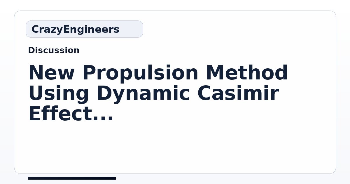 New Propulsion Method Using Dynamic Casimir Effect Invented By Egyptian ...