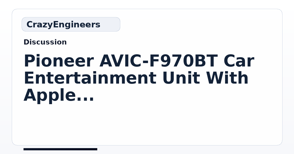 Pioneer AVIC-F970BT Car Entertainment Unit With Apple CarPlay Now In ...