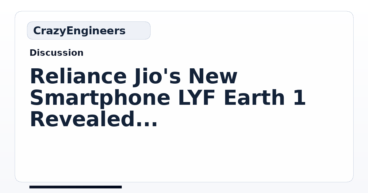 Reliance Jio's New Smartphone LYF Earth 1 Revealed - All You Ought To ...