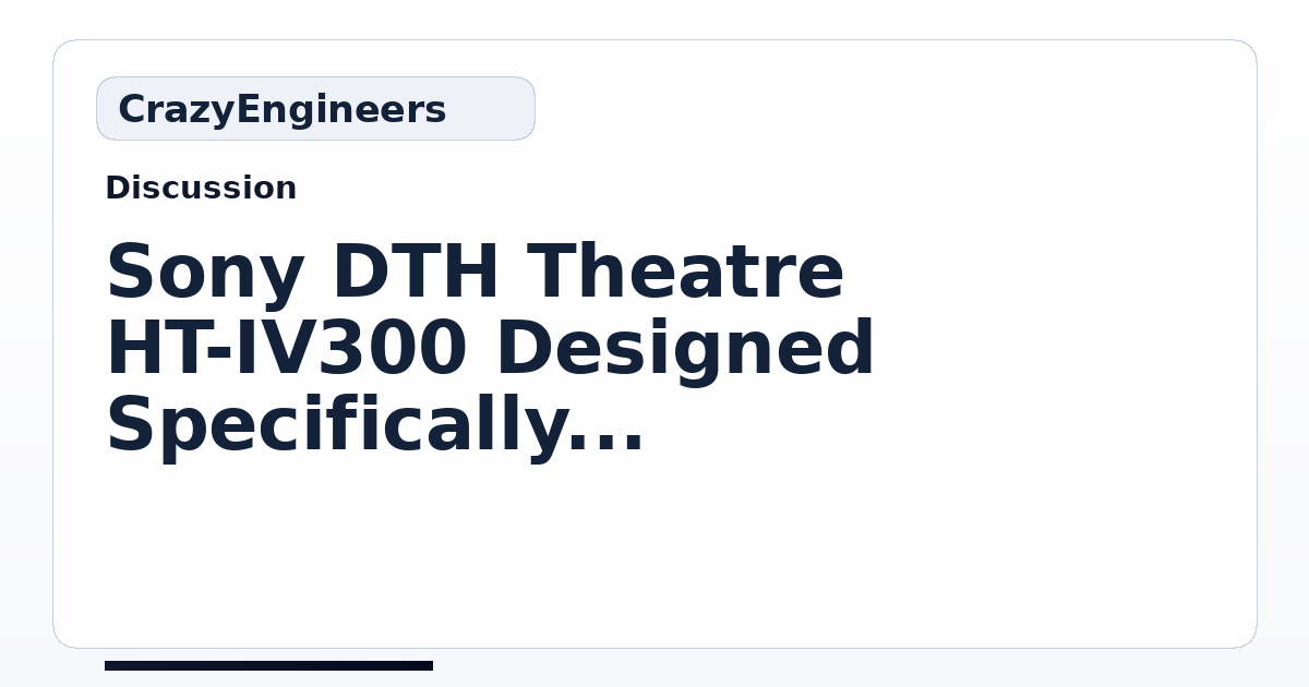 Sony DTH Theatre HT-IV300 Designed Specifically For DTH TV Launched At ...