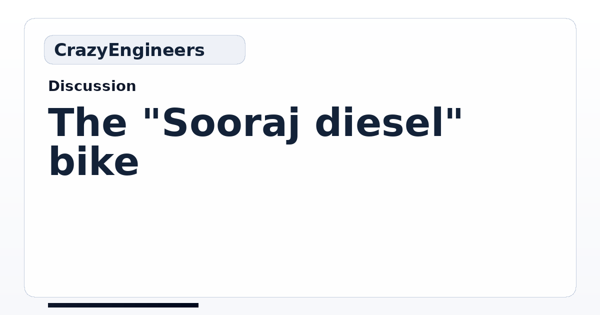 The "Sooraj diesel" bike | CrazyEngineers