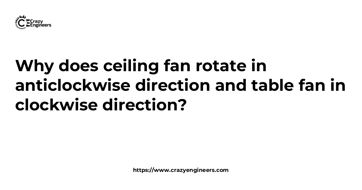 Why does ceiling fan rotate in anticlockwise direction and table fan in ...