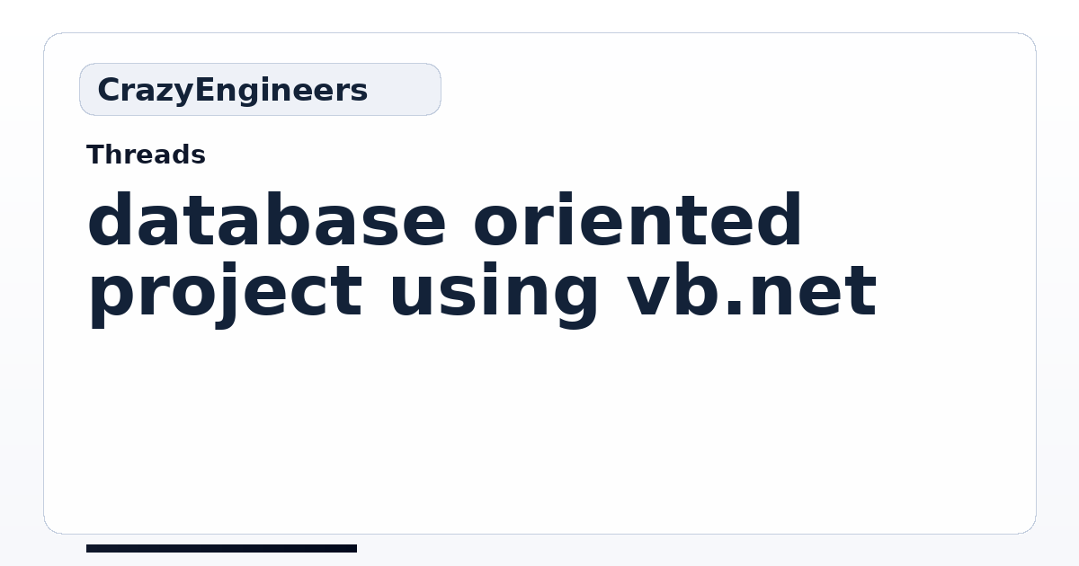 database oriented project using vb.net | CrazyEngineers
